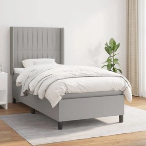 Box spring postel s matrací světle šedá 90x200 cm textil 3131561