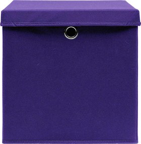 Úložné boxy s víky 4 ks 28 x 28 x 28 cm fialové 325212