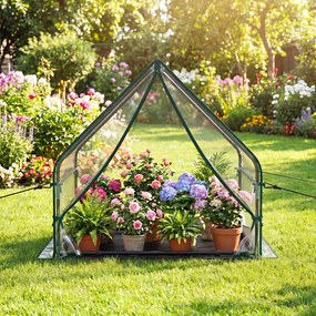Costway Fóliový mini skleník se 2 rolovacími dveřmi, 92 × 50 × 85 cm