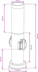 Brilagi -Venkovní lampa se 2 zásuv. SCHUKO NOVA 1xE27/15W/230V 40 cm IP44 antrac