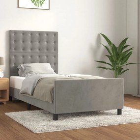 Rám postele bez matrace světle šedý 90 x 200 cm samet 3125977