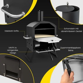 Costway 2-vrstvá pec na pizzu s grilovacím roštem a kamenem na pizzu a lopatou