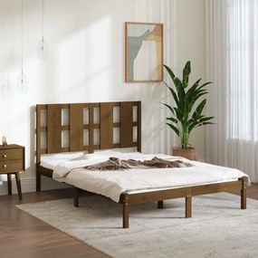 Rám postele medově hnědý masivní dřevo 135 x 190 cm Double,  3105578 HangarStore.cz
