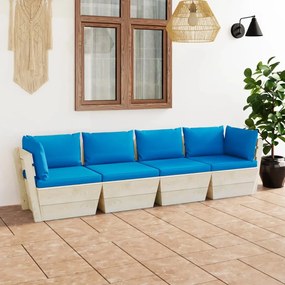 vidaXL 4místná zahradní pohovka z palet s poduškami smrkové dřevo [3063450] Barva: Světle modrá