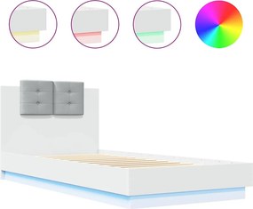 Rám postele s čelem a LED osvětlením bílý 100 x 200 cm 3210024