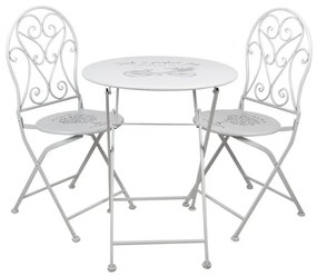 Bílá kovová zahradní bistro set souprava Perfect Day - Ø 60*70 / 2x Ø 40*40*92 cm