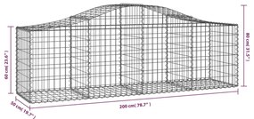 Klenuté gabionové koše 30 ks 200x50x60/80 cm pozinkované železo,  3145615