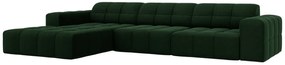 OnaDnes -20% Lahvově zelená sametová rohová pohovka Cosmopolitan Design Chicago 284 cm, levá