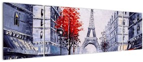 Obraz uličky v Paříži, olejomalba (170x50 cm)
