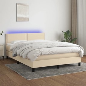 Box spring postel s matrací a LED krémová 140x200 cm textil 3133082