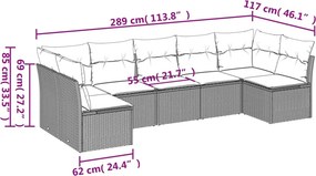 7dílná zahradní sedací souprava s poduškami černá polyratan 3217425