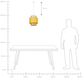 Ratanová závěsná lampa přírodní/hořčicová BOERI Beliani