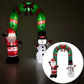Nafukovací vánoční oblouk se Santa Clausem a sněhulákem 250 × 195 cm