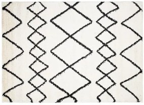 Kusový koberec Shaggy DELHI 6131B krémový černý Rozměr: 300x400 cm