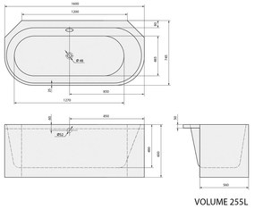 Polysan Astra Ar Monolith asymetrická vana rohová 160 x 75 cm pravá akrylát bílá 34611MAR
