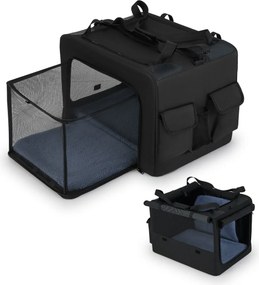 Costway Skládací box na psa se 2 otvory, oknem a síťovaným košíkem box
