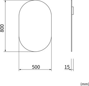 Erga Oval, oválné zrcadlo 50x80cm, ERG-V01-OVAL-5080-CL