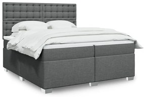 Box spring postel s matrací tmavě šedá 200x200 cm textil 3292910