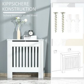 HOMCOM Moderní Kryt Na Radiátor MDF Kabinet pro Obývací Pokoj a Ložnici 78x19x81 cm Bílý