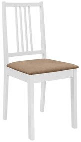 Jídelní židle s poduškami 4 ks bílé masivní dřevo - Default Title