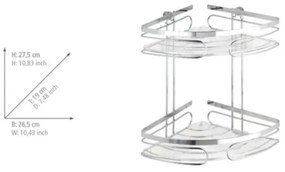 WENKO 20412100-Rohový regál PREMIUM EDELSTAHL 26,5x27,5 cm nerez/stříbrná