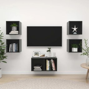 5dílný set TV skříněk šedý s vysokým leskem kompozitní dřevo