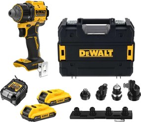 DeWALT - 18V AKU vrtačka, vyměnitelné hlavy, 2x aku 2,0 Ah XR Li-Ion, nabíječka DCD803D2T