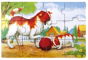 Bino Dřevěné puzzle v krabičce zvířátka