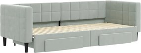 Válenda s přistýlkou a zásuvkami světle šedá 80 x 200 cm samet 3196732