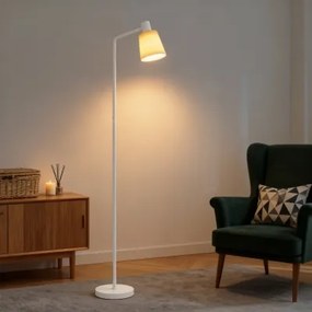 HOMCOM stmívatelná LED stojací lampa s 3 barevnými teplotami 3000K-6500K, otočné stínidlo, žárovka E27, bílá