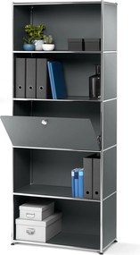 Tchibo - Kovový vysoký regál CN3 s výklopnými dvířky - barva: černá