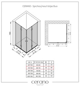 CERANO - Sprchový kout Volpe Duo L/P - chrom, transparentní sklo - 70x70 cm - skládací