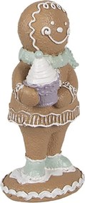 Hnědá vánoční dekorace Perníček Gingerbread s dortíkem - 6*4*11 cm