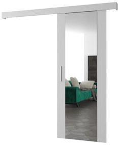Posuvné dveře 90 cm Sharlene II (bílá matná + bílá matná + stříbrná) (se zrcadlem). 1043637