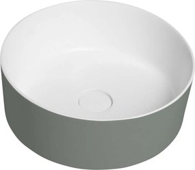 Sapho Thin - Umyvadlo na desku, průměr 38 cm, bez přepadu, bez otvoru pro baterii, matná bílá/verde WN548-44