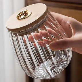 Skleněná dóza RIBBE s bambusovým víkem 700 ml