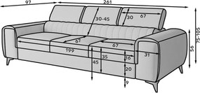 Antracitová sametová rozkládací pohovka 261 cm Laurence – ELTAP