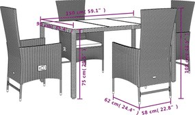 5dílný zahradní jídelní set s poduškami béžový polyratan 3277573