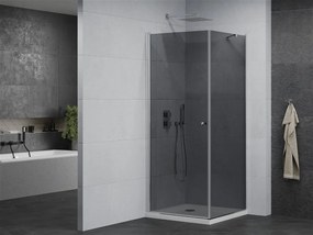 Mexen Pretoria, sprchový kout 100 (dveře) x 100 (stěna) cm, 6mm šedé sklo, chromový profil + bílá sprchová vanička, 852-100-100-01-40-4010