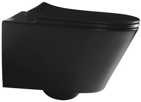 Sapho AVVA závěsná WC mísa Rimless s bidet. sprškou, 35,5x53 cm, černá mat 100312-110