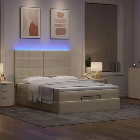Osmanský rám postele s matrací krémově 140x190cm textil 3314008