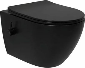 WC s bidetem závěsné SAT Fusion černá mat zadní odpad SATFUS11BFCBKM
