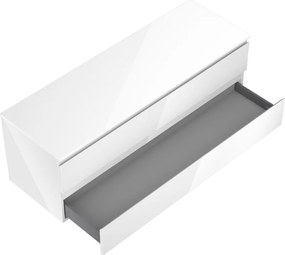 Mexen Orio, koupelnová skříňka 140 cm s horní deskou, 2 zásuvky, bílá lesklá, 91A10-14047-2-BFFC00
