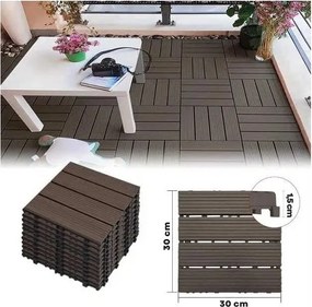 ConSys Plastové dlaždice 30x30x1,5 cm PP 67295 sada 10 kusů tmavě hnědá