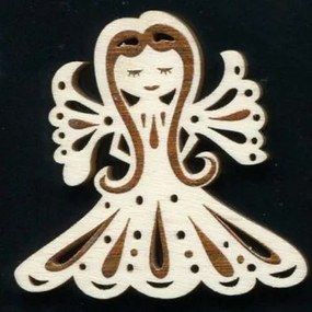 AMADEA Dřevěná ozdoba s potiskem anděl 6 cm