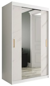 Šatní skříň se zrcadlem Nonnus 120 T1, Úložný prostor: ne, Barva: bílá matná / černá mramor