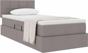 Postel s úložným prostorem a matrací Taupe 90 x 200 cm Samet 3370485