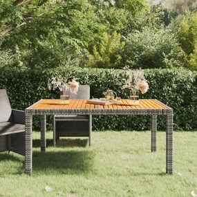 Zahradní stůl 150 x 90 x 75 cm polyratan a akáciové dřevo šedý,  316721
