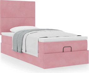Osmanský rám postele s matracemi růžová 80x200cm samet 3313366