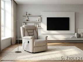 Elektrické polohovací TV křeslo LACASA - béžová látka